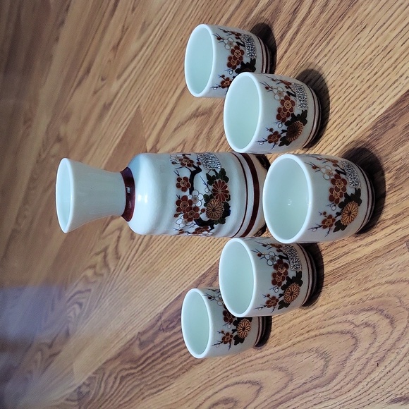 Dining | 6 Piece Vintage Saki Set Porcelain Ceramic Japanese Floral ...